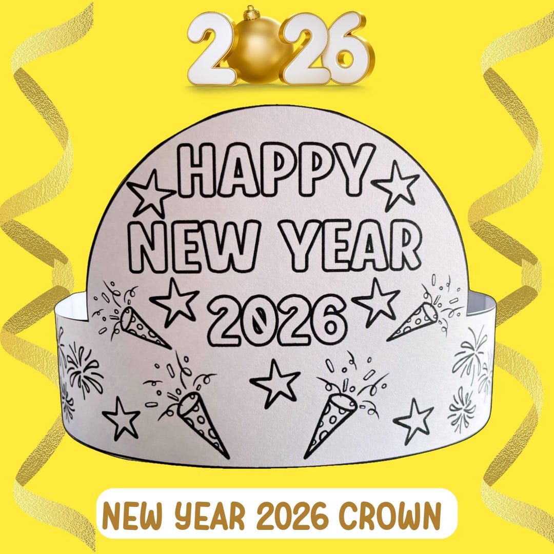 Happy New Year 2026 Crown, New Years Party Paper Crown Craft, Paper Hat ...