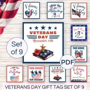 Veterans Day Gift Tag, Veterans Day Party Favor Patriotic Gift Tag ...