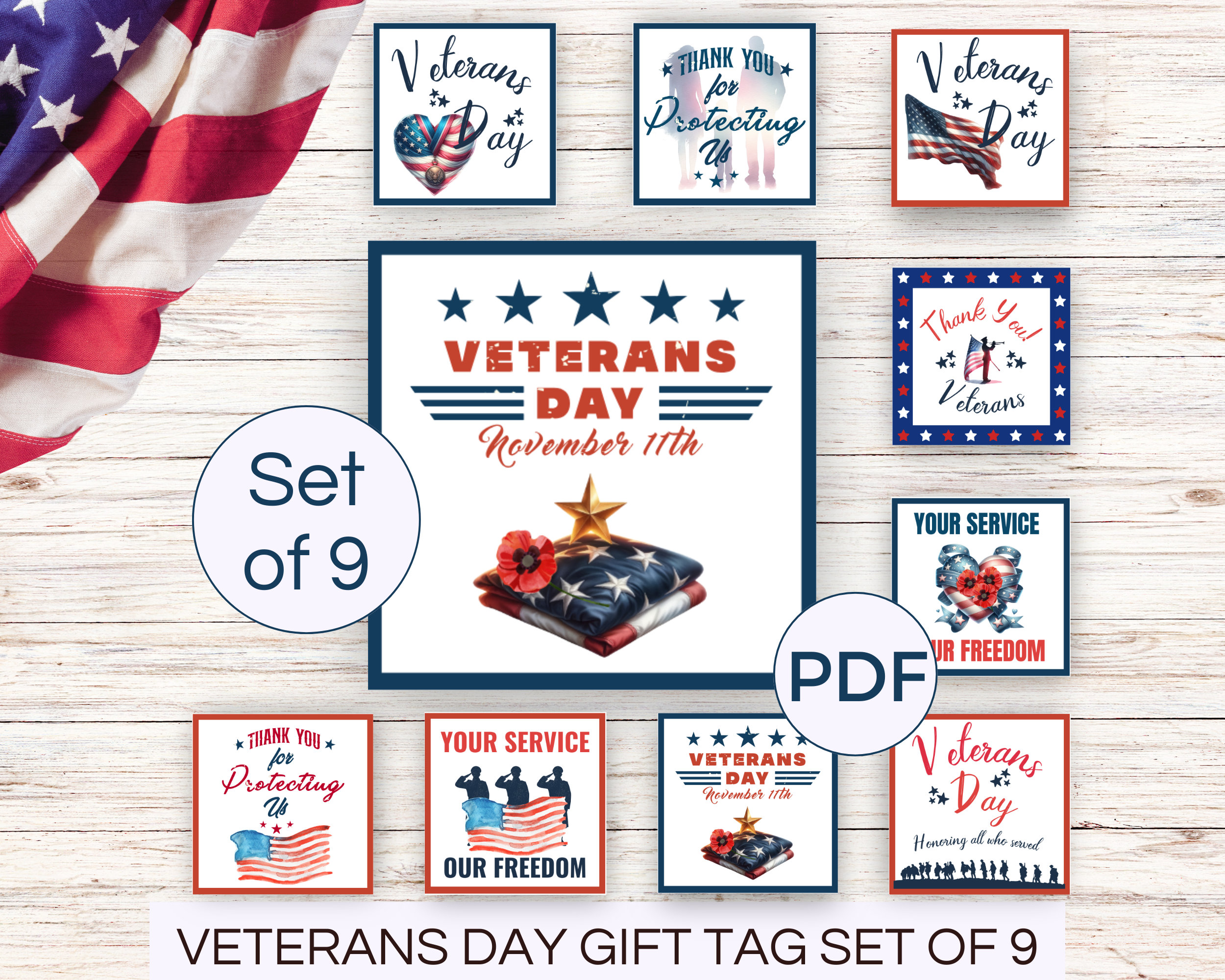 Veterans Day Gift Tag, Veterans Day Party Favor Patriotic Gift Tag ...