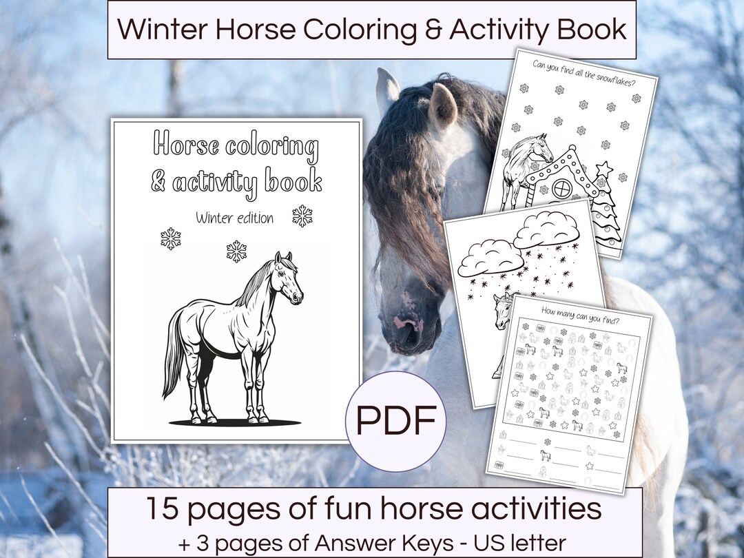 Winter Horse Coloring & Activity Book Printable Horse Activities Horse ...