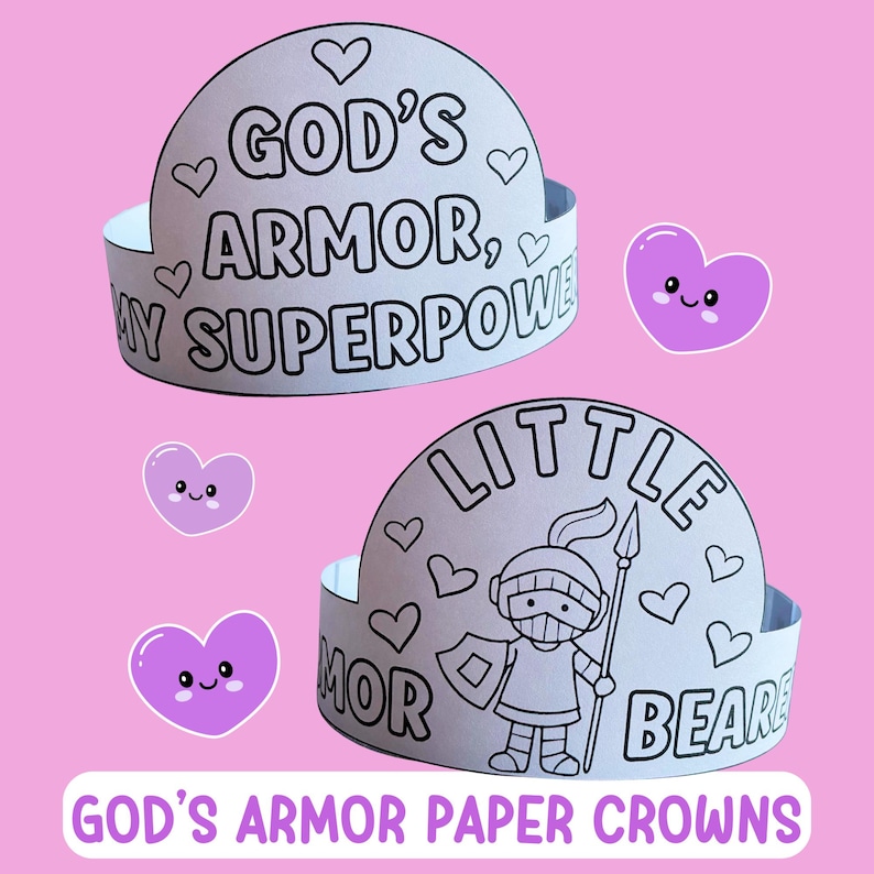 Armor of God Coloring Page Paper Crown Craft Activity Sunday School ...