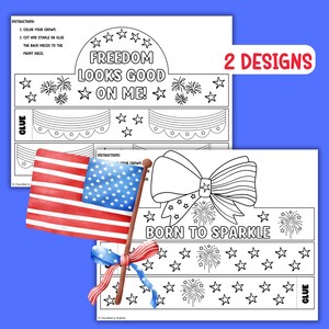 4th of July Coloring Crown Paper Craft Activity for Kids, Fourth of ...