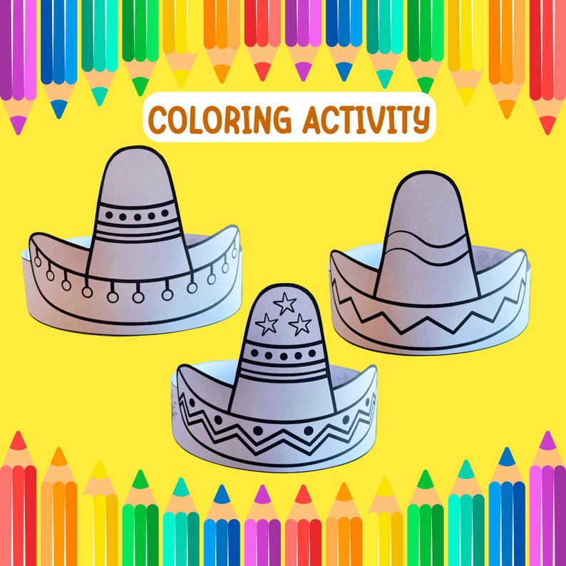 Sombrero Hispanic Heritage Month Paper Crown Craft Activity for Kids ...