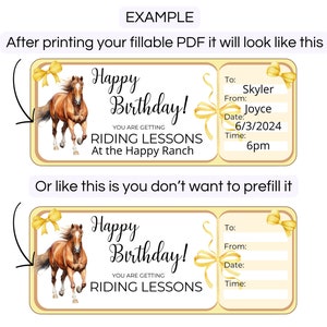 Horseback Riding Gift Voucher Fillable Horse Riding Gift Certificate ...
