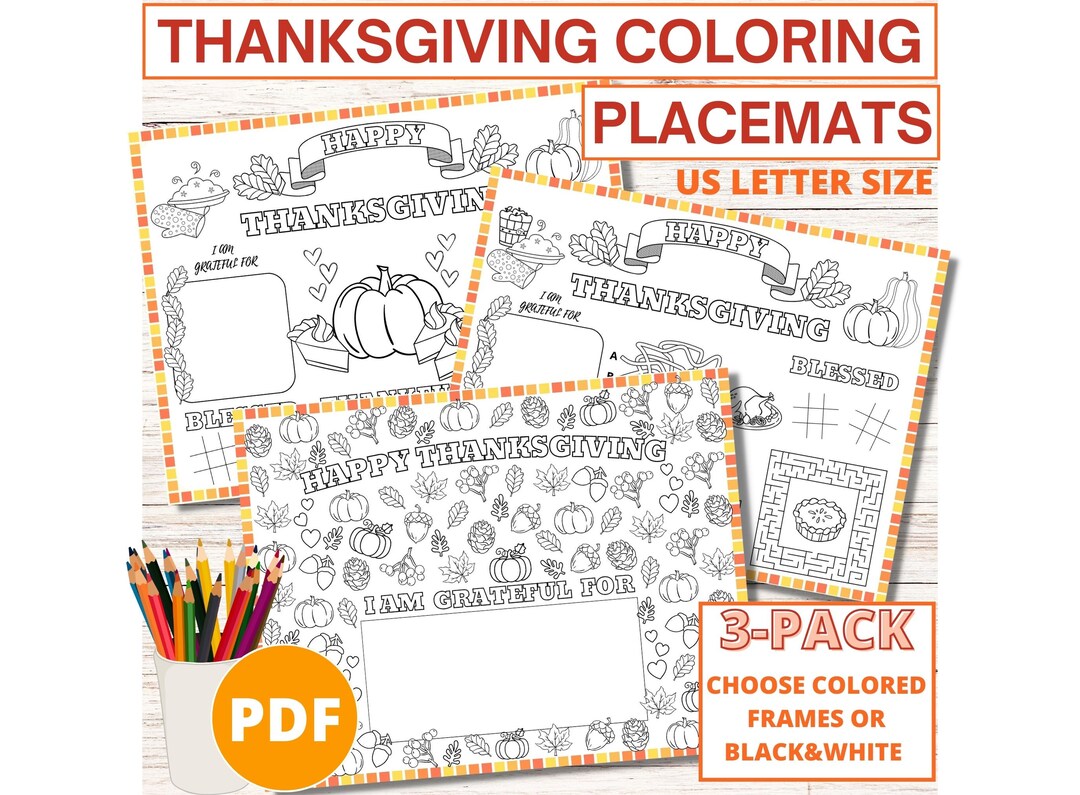 Printable Thanksgiving Coloring Placemat, Printable Thanksgiving ...