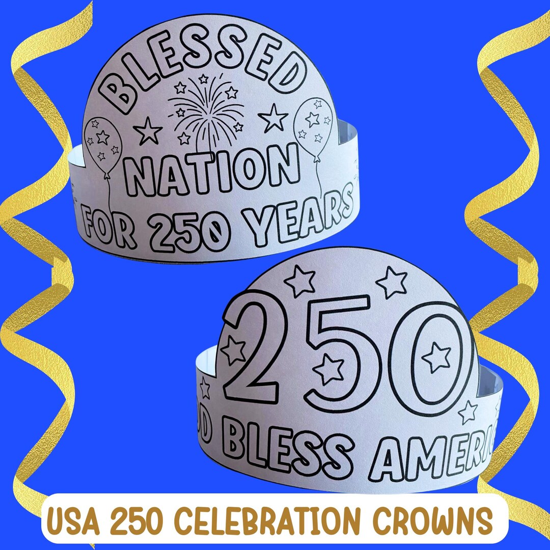 USA 250th Birthday Party Paper Crown Craft Hat Semiquincentennial ...