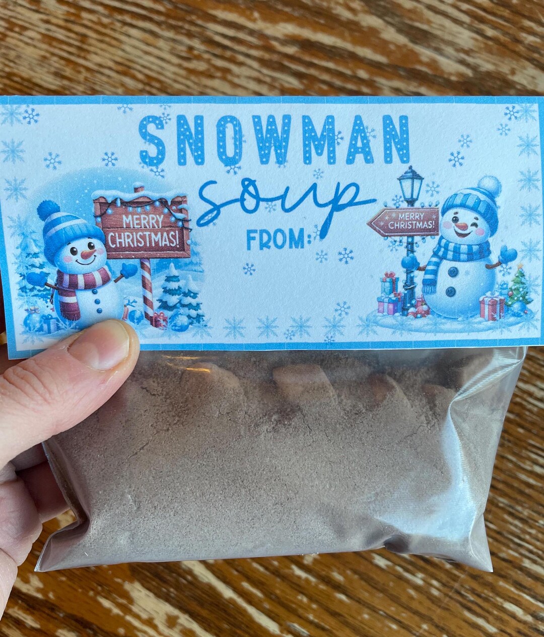 Snowman Soup Treat Bag Topper Printable Gift Labels, Hot Chocolate Tag ...