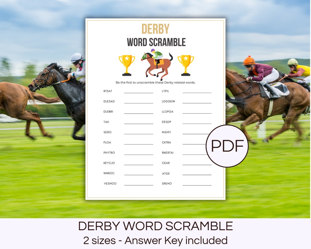 Derby Word Scramble Printable Horse Race Derby Games Horse Racing ...