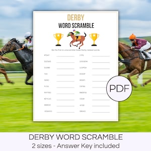Derby Word Scramble Printable Horse Race Derby Games Horse Racing ...