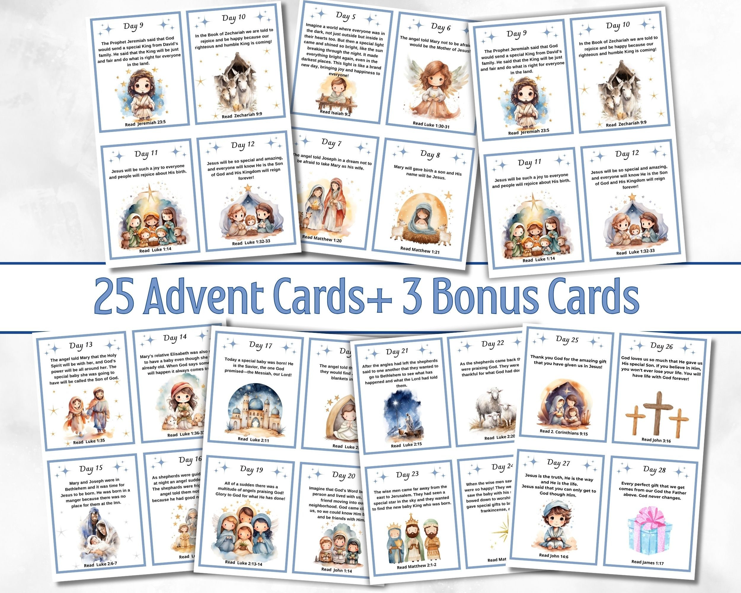 Printable Nativity Advent Bundle of Advent Cards, Nativity Activity ...