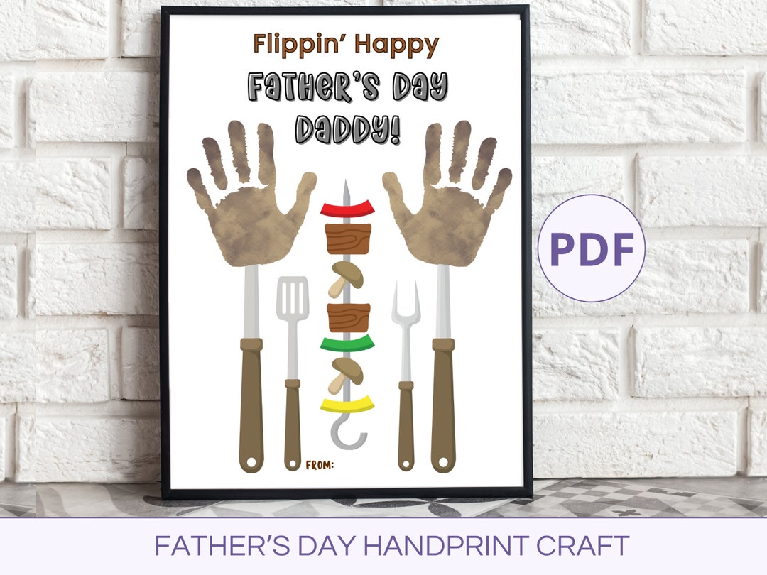 Father's Day Handprint Craft Grilling Tools Flippin Happy Father's Day ...