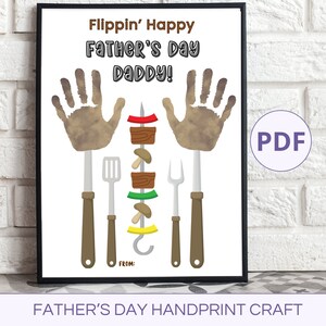 Father's Day Handprint Craft Grilling Tools Flippin Happy Father's Day ...