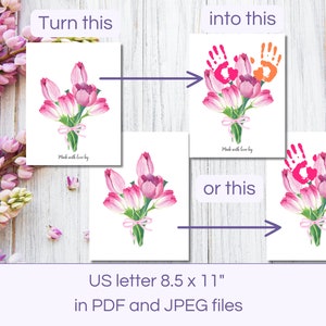 Flower Handprint Craft Art Printable Flower Handprint Bouquet Art ...