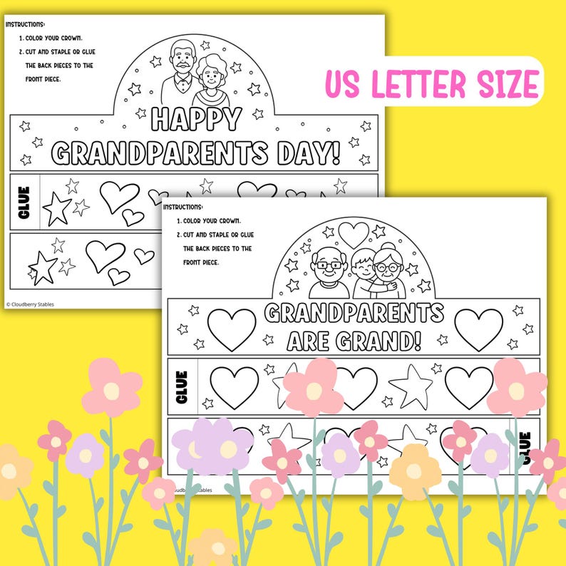 Grandparents Day Crown Coloring Craft Activity, Happy Grandparents Day ...