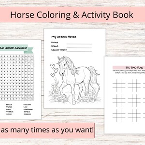 Printable Horse Coloring&activity Book for Kids, Horse Camp Activity ...