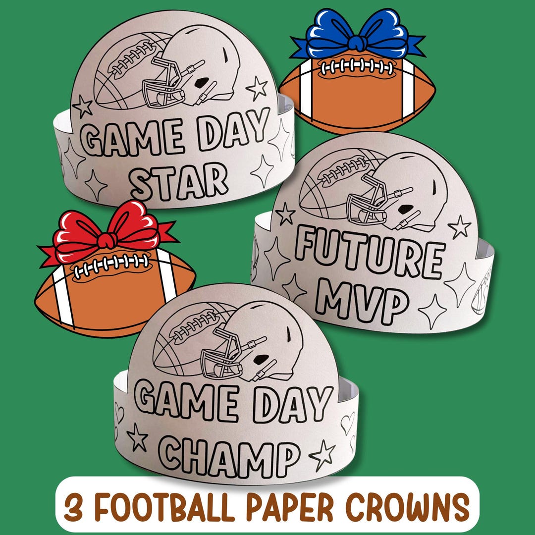 Football Coloring Pages Paper Crown Craft Classroom Activity Headband ...