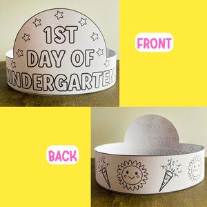 First Day of Kindergarten Coloring Crown Kids Craft Activity, Back to ...