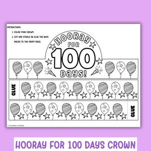 100th Day of School Crowns Coloring Craft 100 Days of School Crown ...