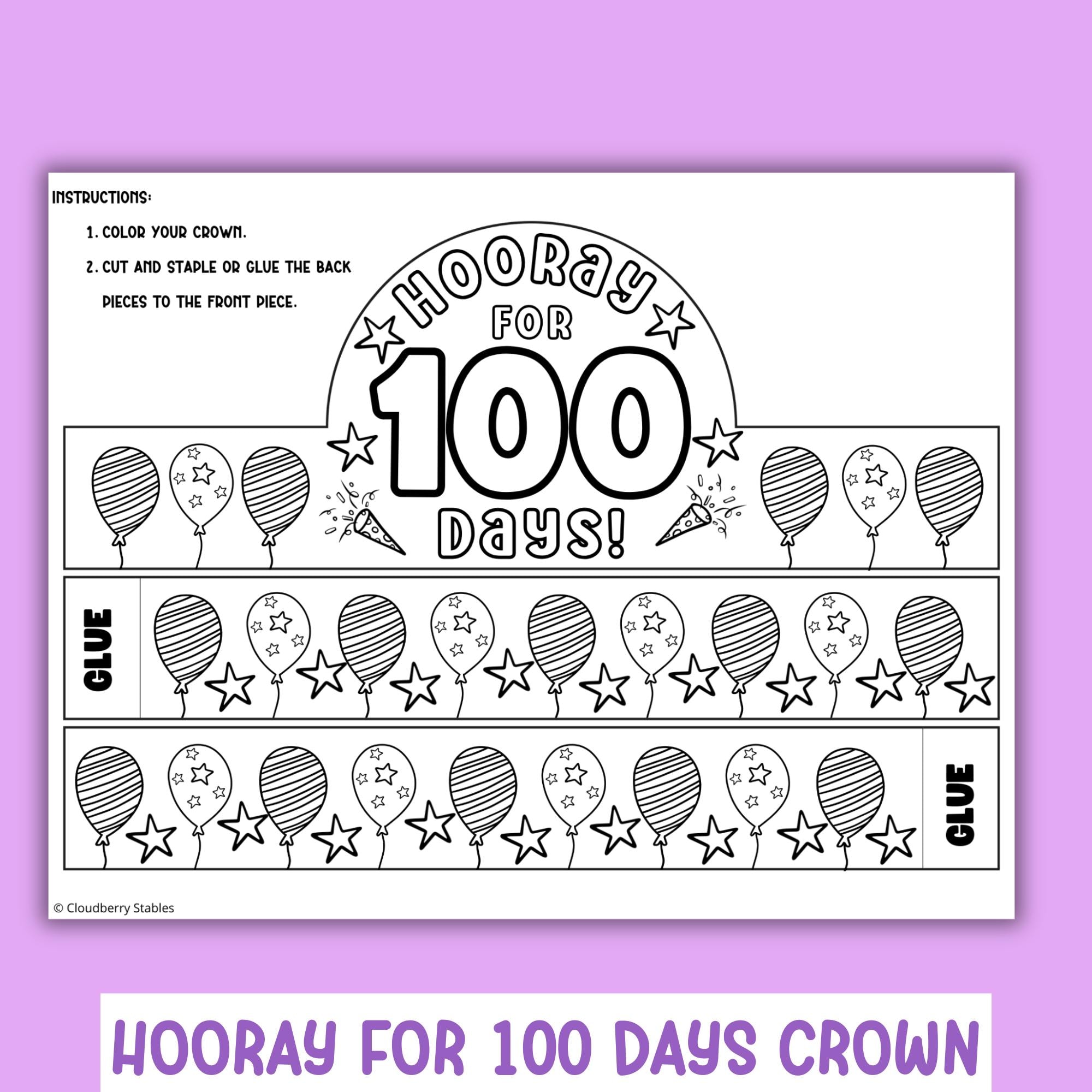 100th Day of School Crowns Coloring Craft 100 Days of School Crown ...