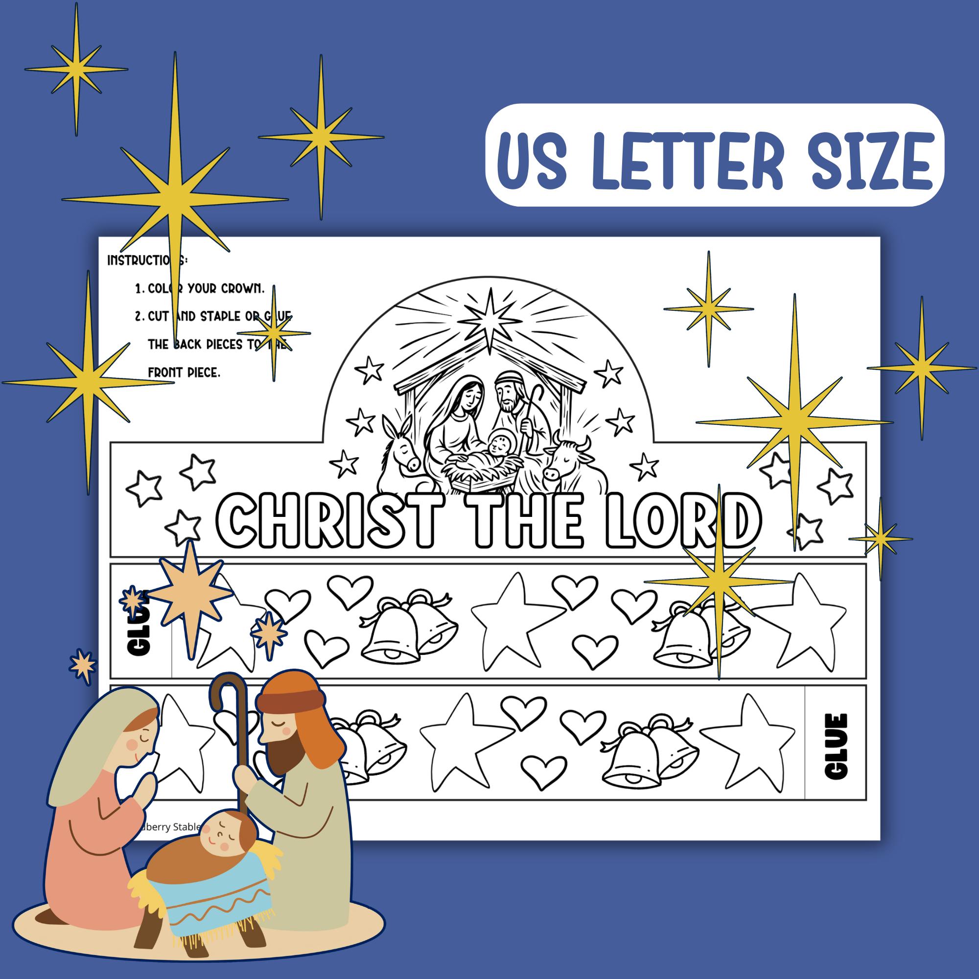 Nativity Coloring Page Paper Crown Christian Christmas Holiday Craft ...