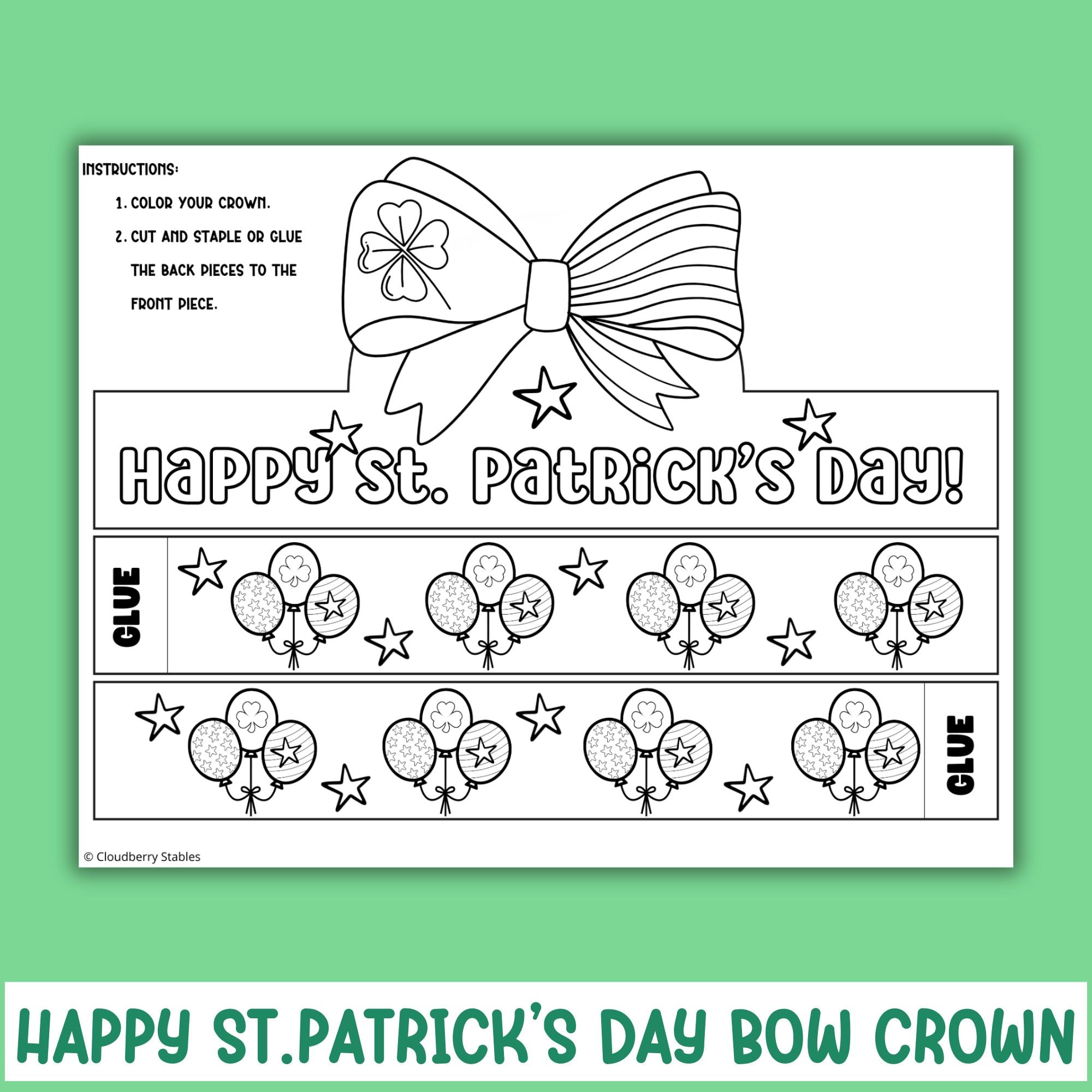 St. Patrick's Day Paper Crowns, Leprechaun Paper Hat Craft, St Patricks ...