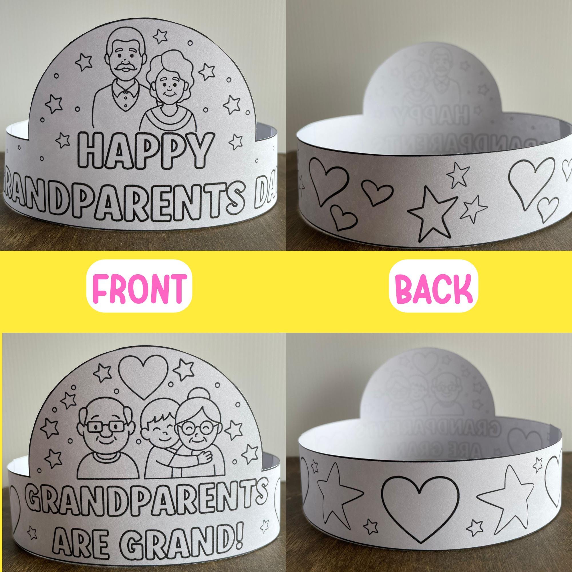 Grandparents Day Crown Coloring Craft Activity, Happy Grandparents Day ...
