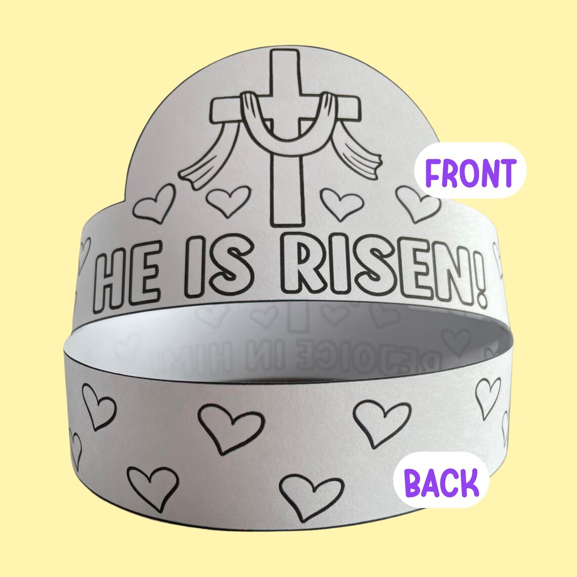 Christian Easter Paper Crown Craft, He is Risen Coloring Crown Activity ...