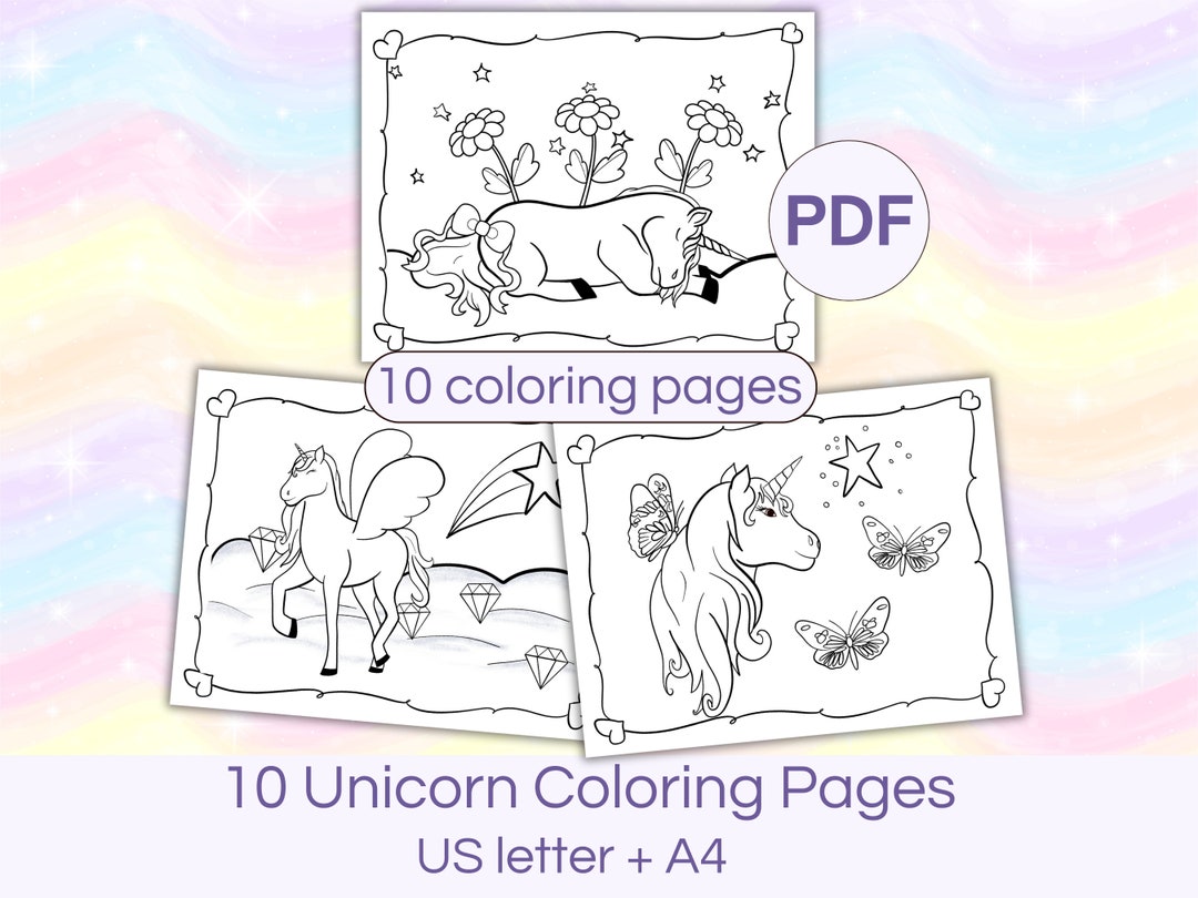 10 Printable Unicorn Coloring Pages for Kids Unicorn Coloring Sheets ...