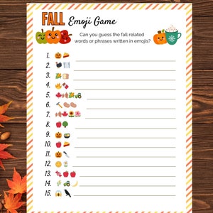 Printable Fall Trivia Game, Fall Emoji Game, Tic Tac Toe, Autumn ...
