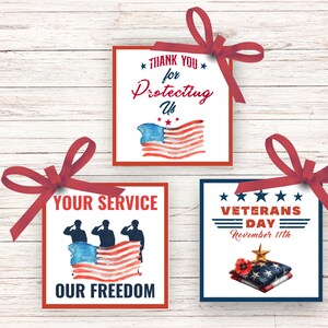 Veterans Day Gift Tag, Veterans Day Party Favor Patriotic Gift Tag ...