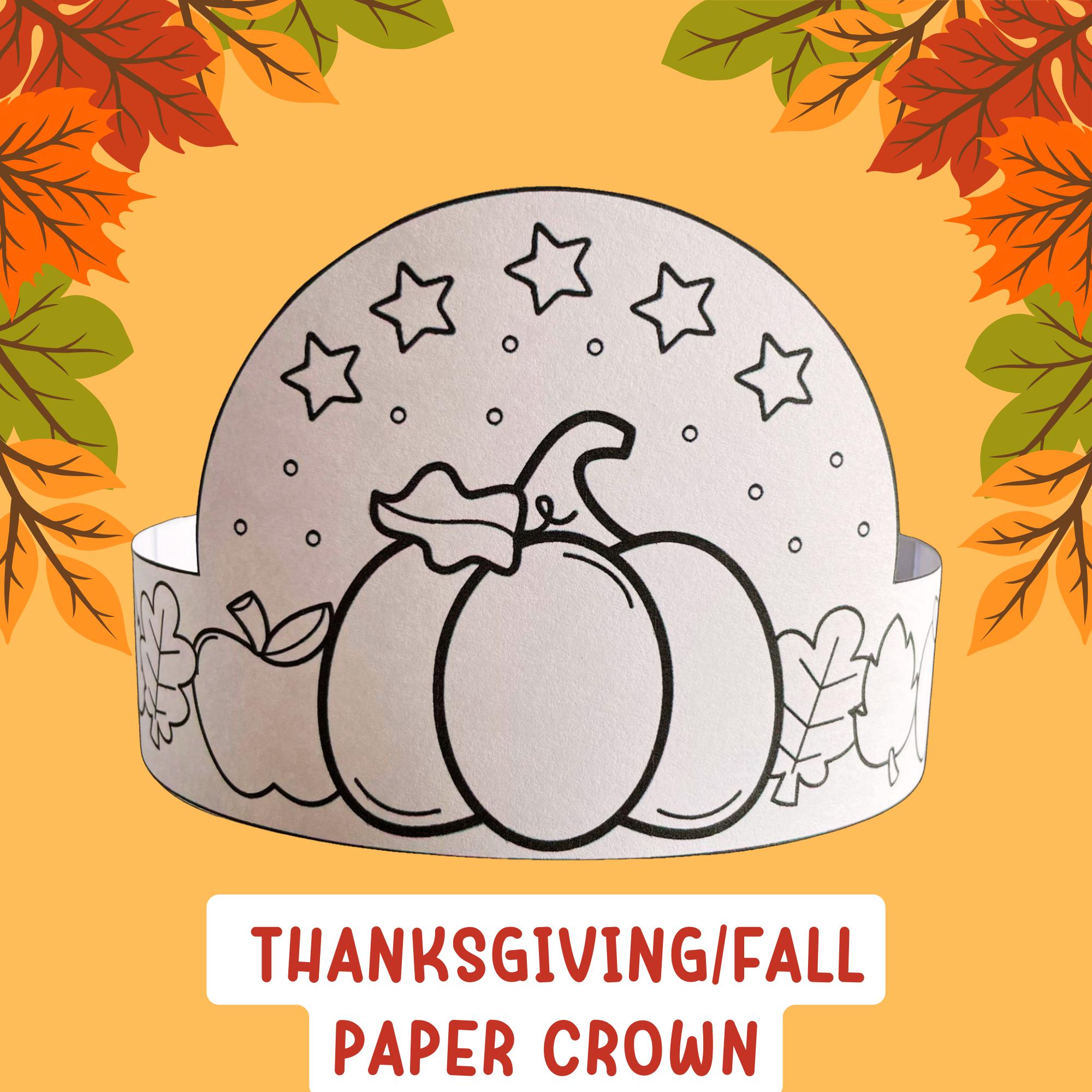 Pumpkin Coloring Crown for Kids, Printable Fall Hat Template for ...