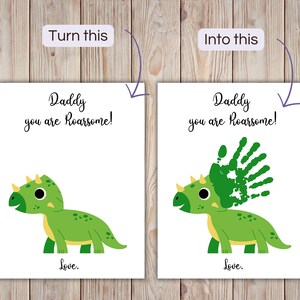 Father's Day Handprint Craft Printable Dinosaurs Happy Father's Day ...