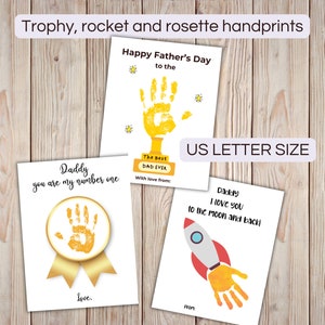 Father's Day Handprint Craft Printable Art Bundle Happy Fathers Day ...