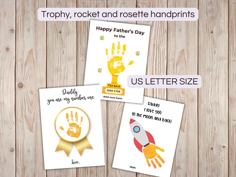 Father's Day Handprint Craft Printable Art Bundle Happy Fathers Day ...