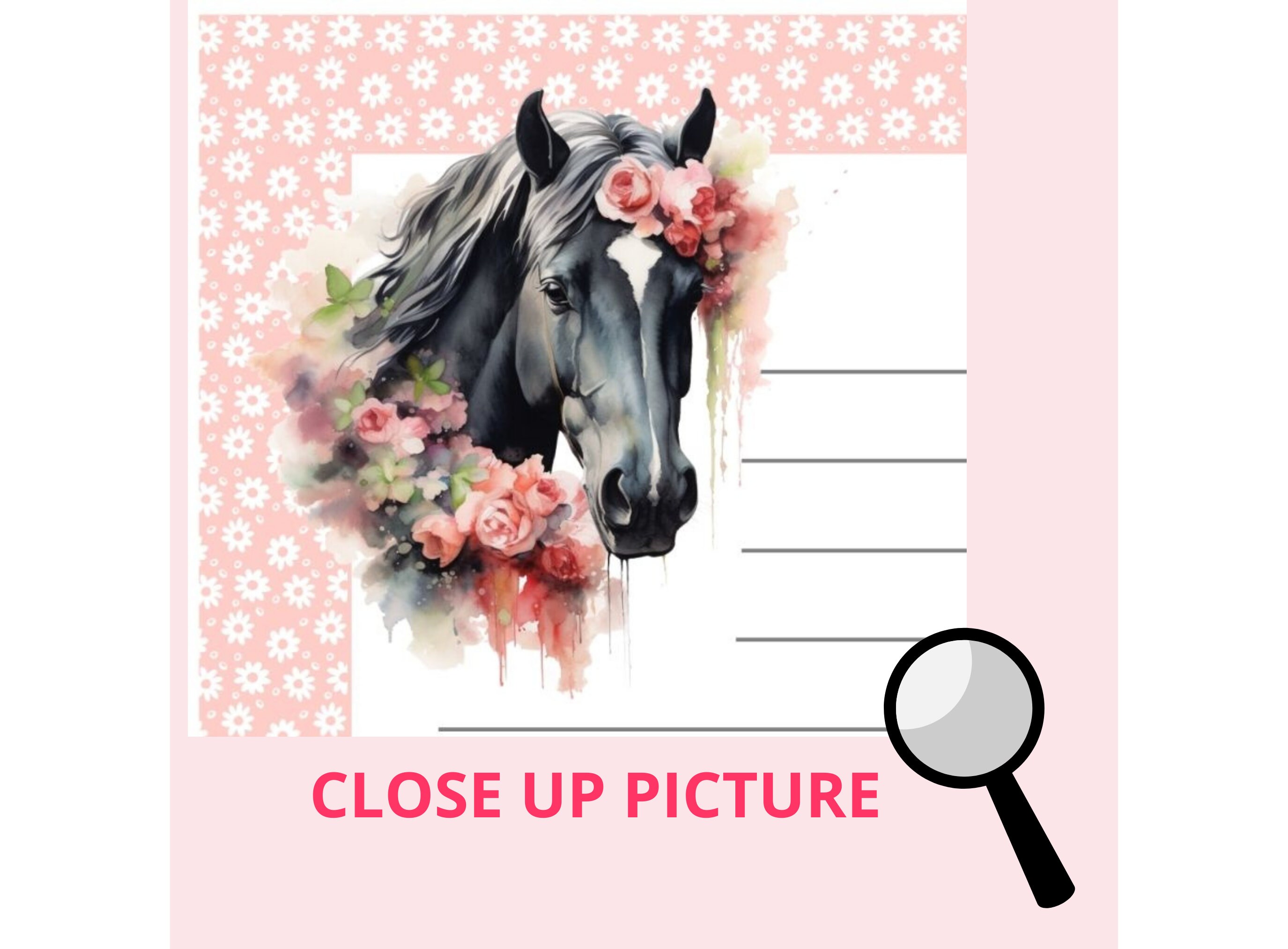 Printable Stationery Horse Paper Flower Horse Paper Set Pink - Etsy
