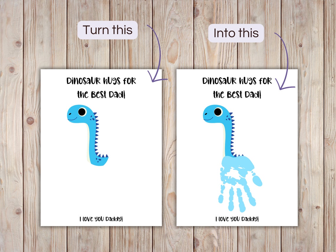 Father's Day Handprint Craft Printable Dinosaurs Happy Father's Day ...