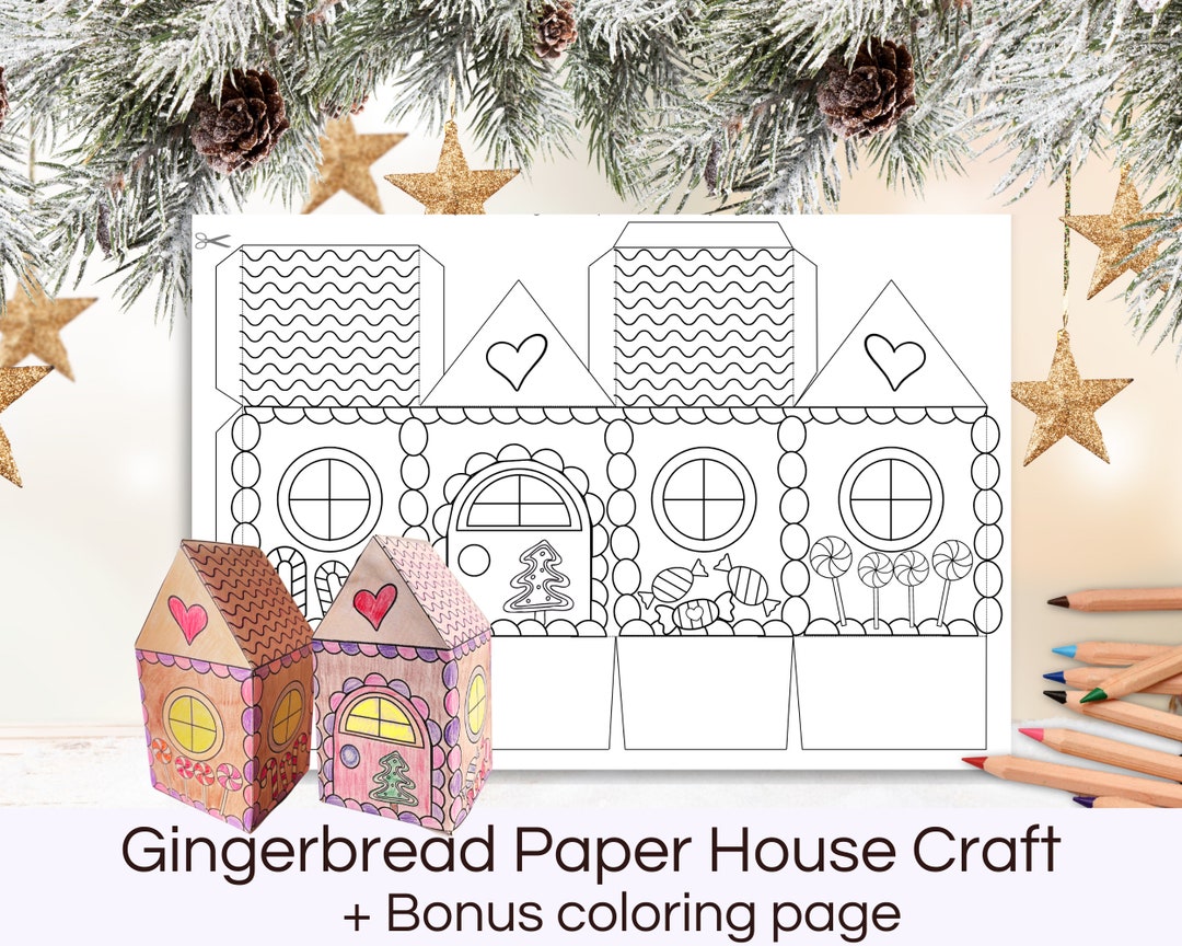 Gingerbread Paper House Template Printable Gingerbread House Coloring ...