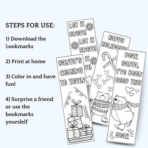 Christmas Coloring Bookmarks, Printable Bookmarks for Kids, Winter ...