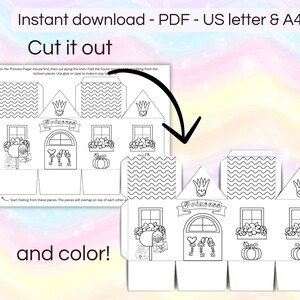 Princess Paper House Craft Set Printable Princess Coloring Pages Paper ...