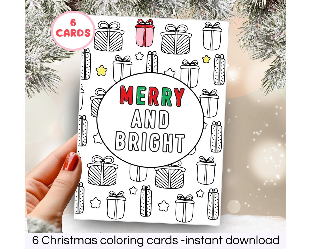 Christmas Coloring Cards DIY Winter Holiday Coloring Cards Homemade ...