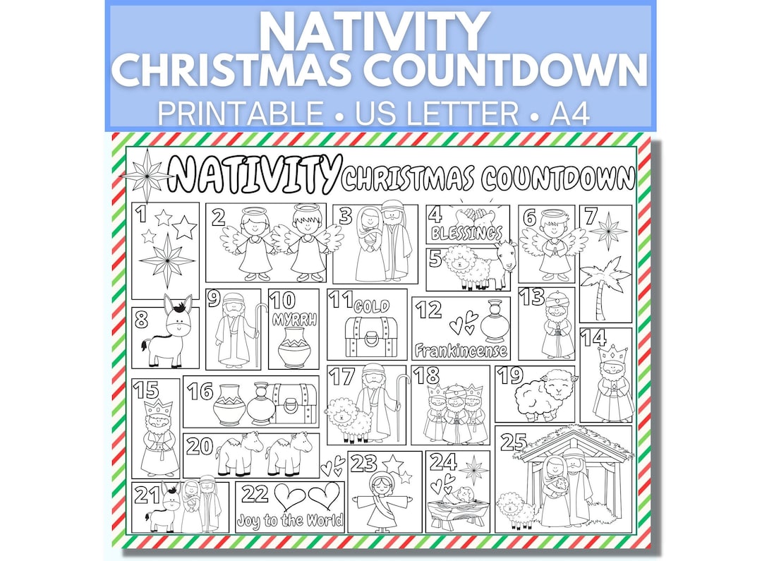 Compte à rebours de Noël à imprimer pour la Nativité, calendrier de l ...