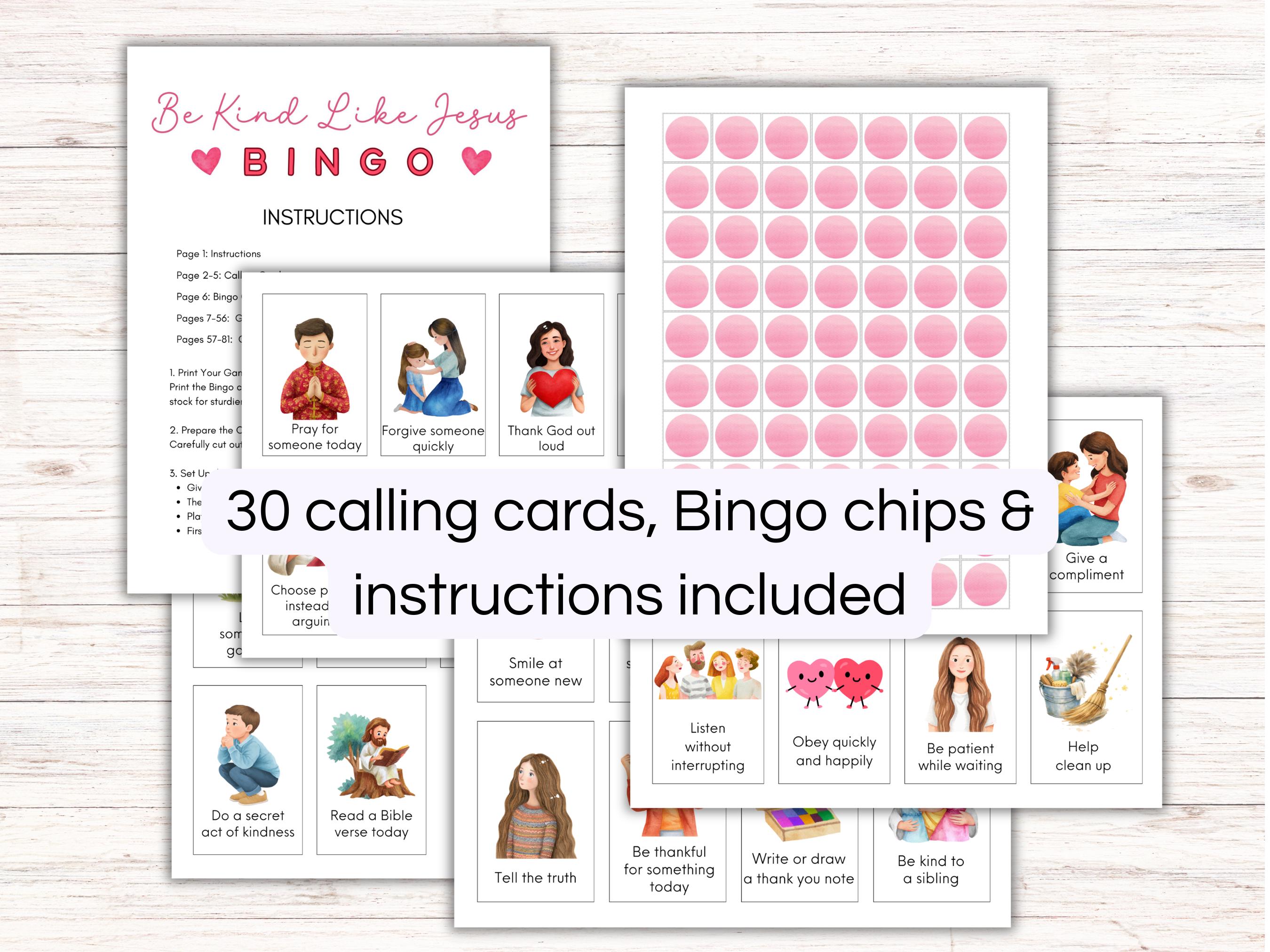 Christian Kindness Bingo Be Kind Like Jesus Sunday School 50 Bingo ...