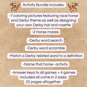 Derby Coloring & Activity Book Printable Horse Racing Activities Horse ...