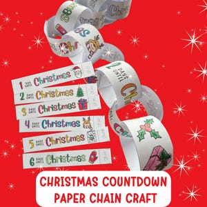 Christmas Countdown Paper Chain Holiday Craft, Printable Coloring ...