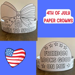 4th of July Coloring Crown Paper Craft Activity for Kids, Fourth of ...