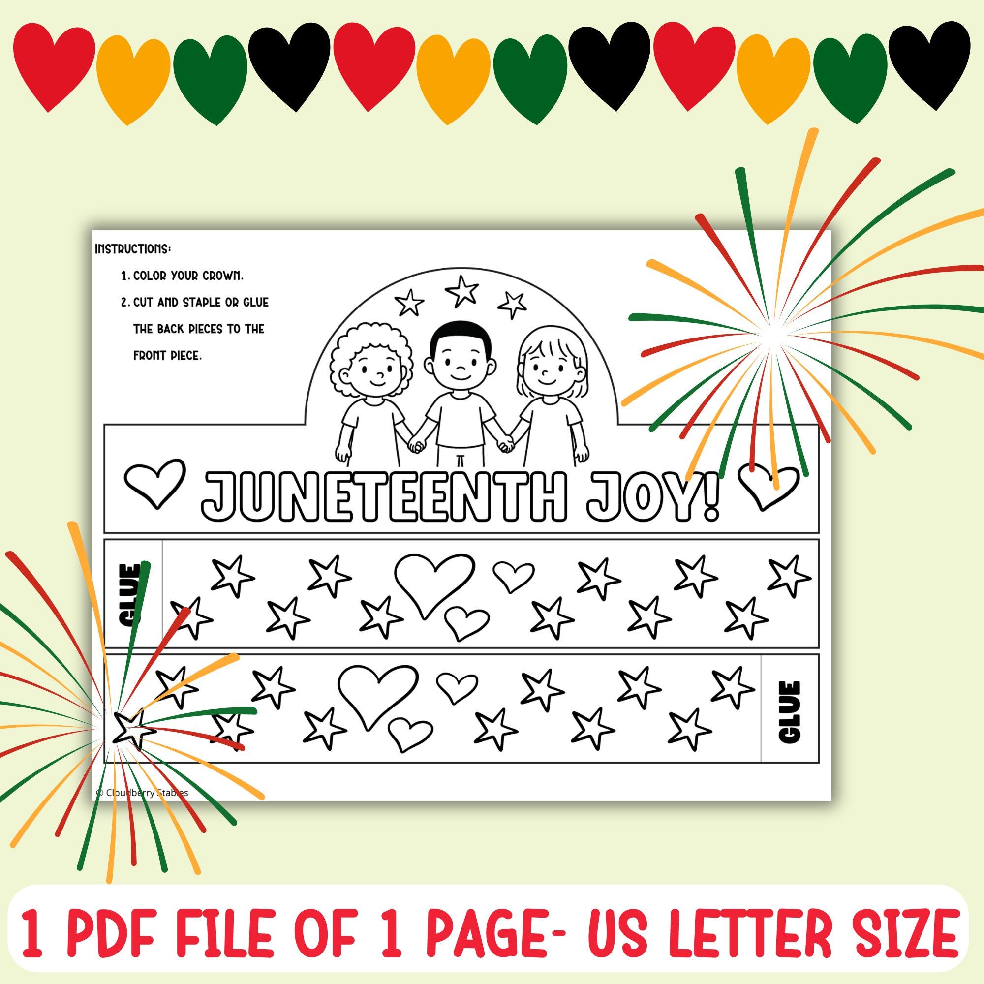 Juneteenth Coloring Crown Paper Craft Activity for Kids, Juneteenth ...