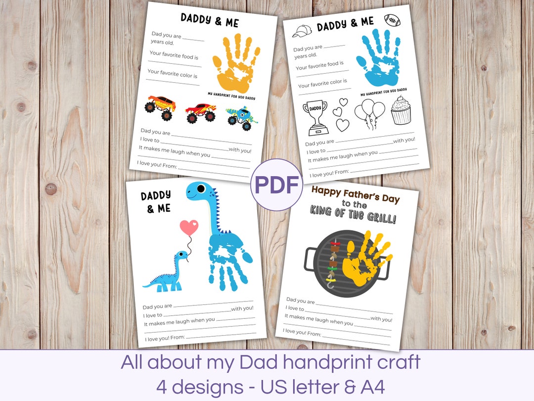 Fathers Day Handprint Craft Printable All About My Dad Coloring Card ...