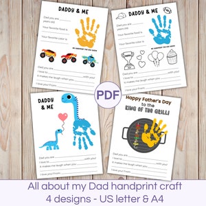 Fathers Day Handprint Craft Printable All About My Dad Coloring Card ...