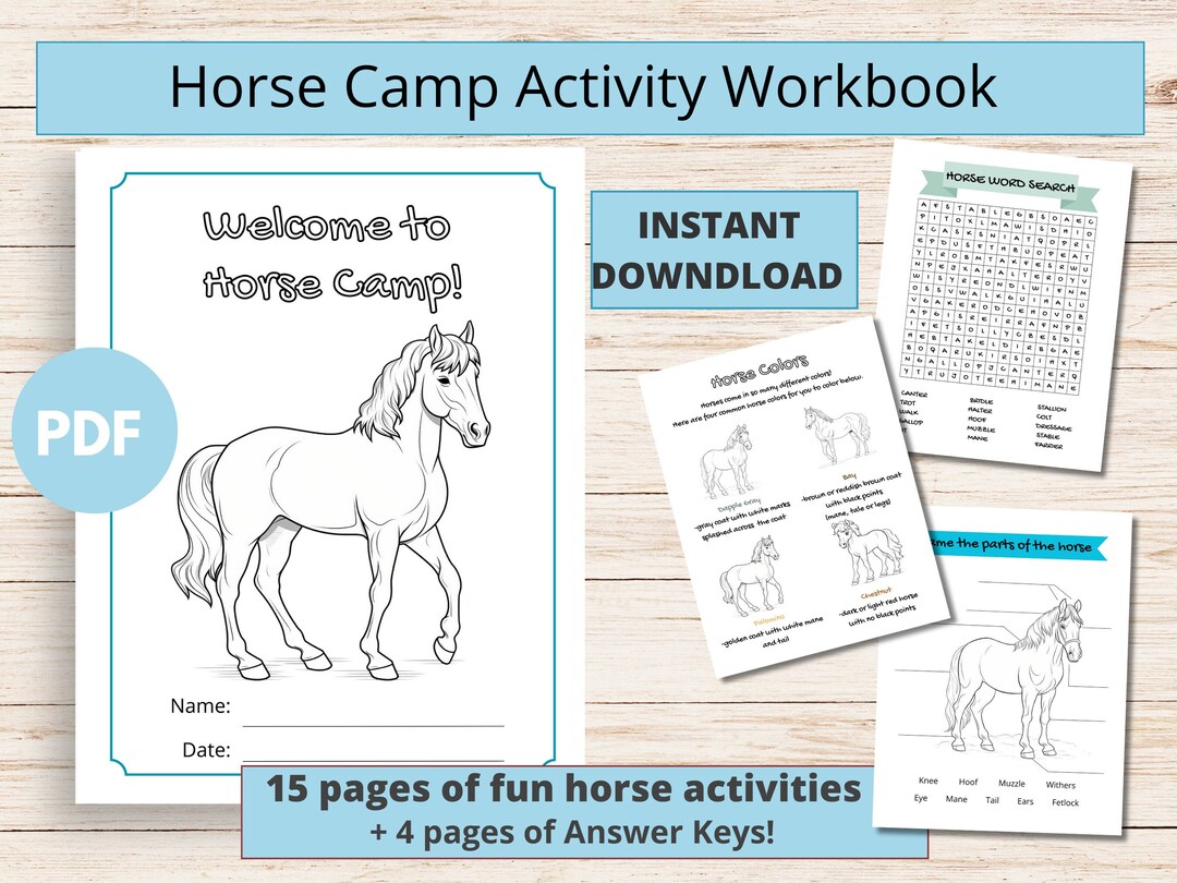 Printable Horse Camp Activity&coloring Workbook, Horse Camp Activity ...