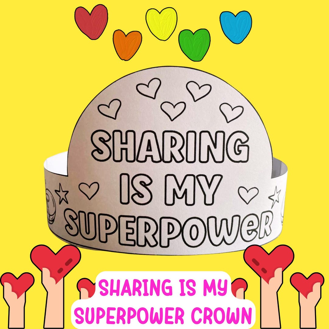 Sharing is My Superpower Coloring Craft for Kids, World Kindness Day ...